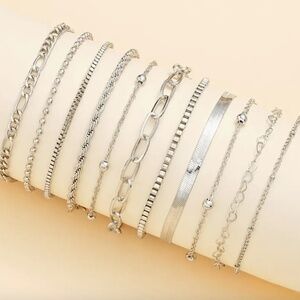 Jewelry | J24 925 Sterling Silver Set Of 11 Simple Twisted Snake Bone Chain Bracelets | Poshmark